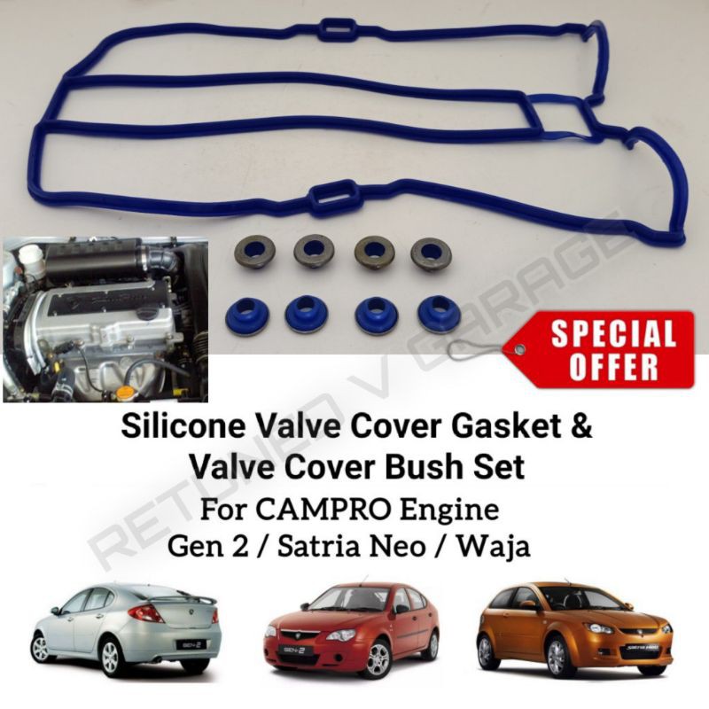 PROTON GEN-2,WAJA CAMPRO,SATRIA NEO SILICONE VALVE COVER GASKET + VALVE ...