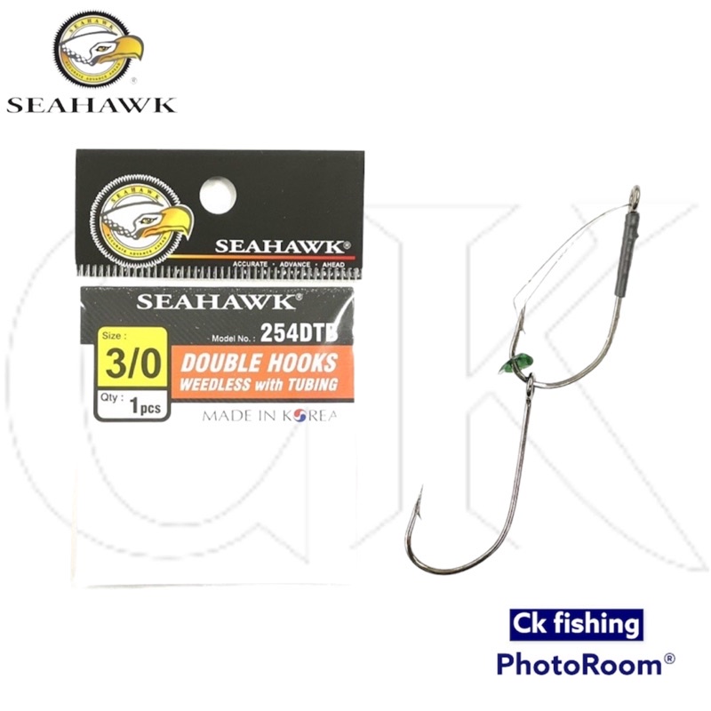 SEAHAWK Double Hooks Weedless With Tubing 254DTB Snakehead Haruan Toman ...