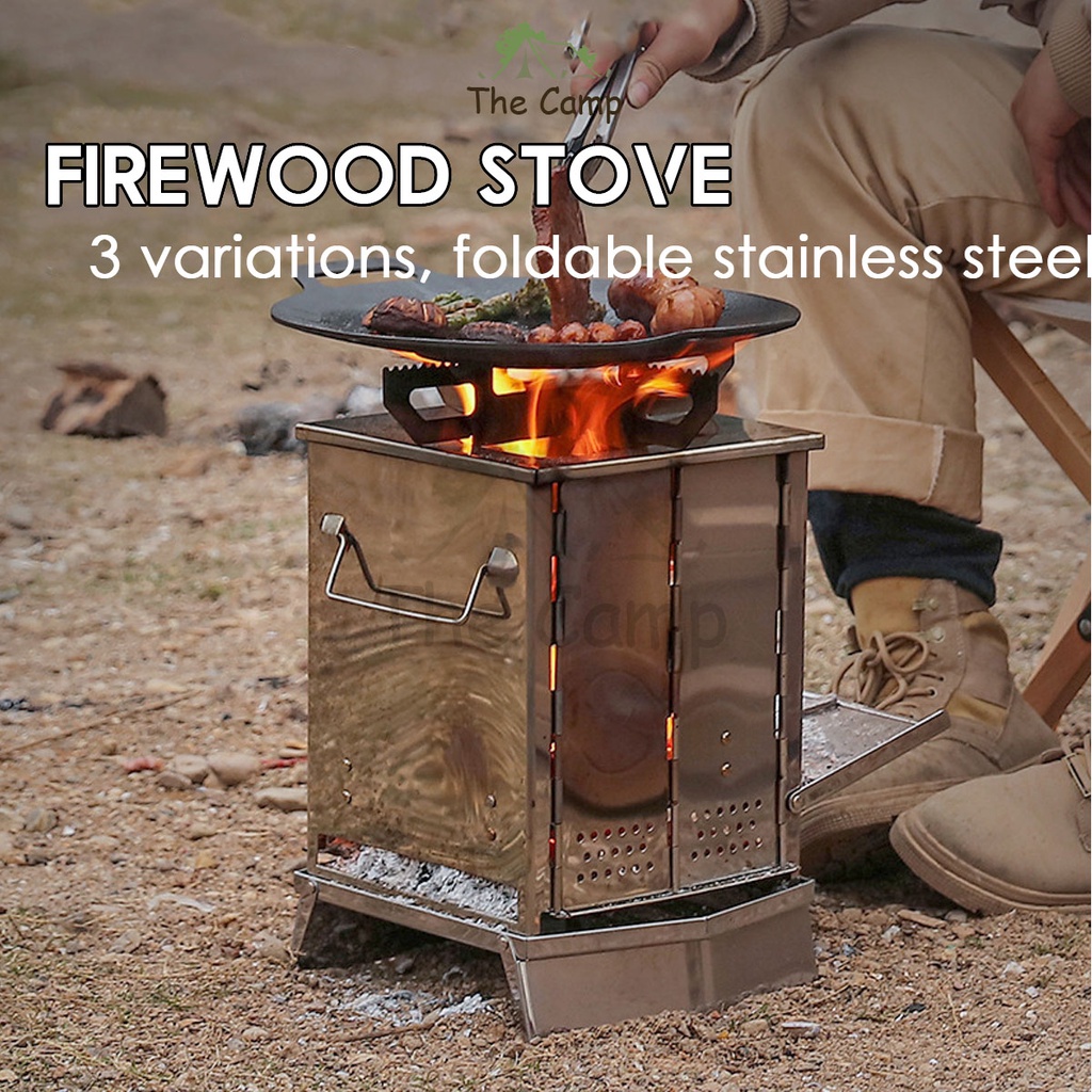 Outdoor BBQ Firewood Stove Grill Stainless Steel Barbecue Rack Portable ...