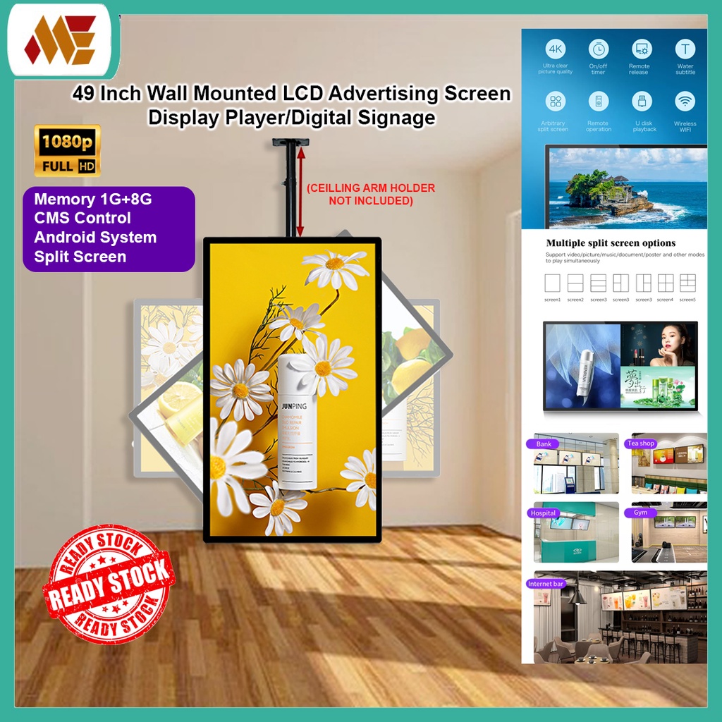49 Inch LCD Advertising Screen Display Player/Digital Signage/Menu ...