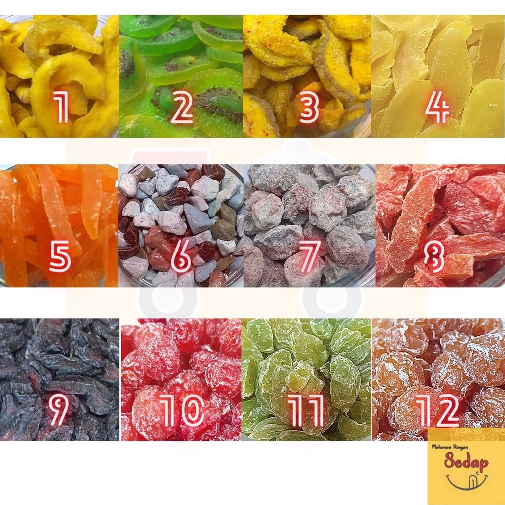 50g Pelbagai Jenis Buah Kering & Asam Jeruk [Dried Fruits & Sour Plums ...