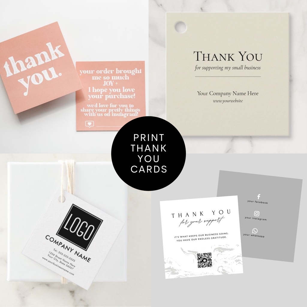 [ 30pcs ] print your own design thank you square card | Shopee Malaysia