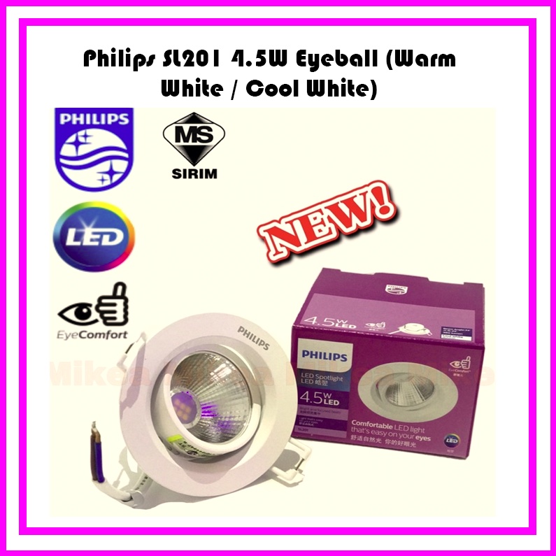 PHILIPS LED Spotlight Eyeball Recessed Spotlight SL201 4.5W Ceiling ...