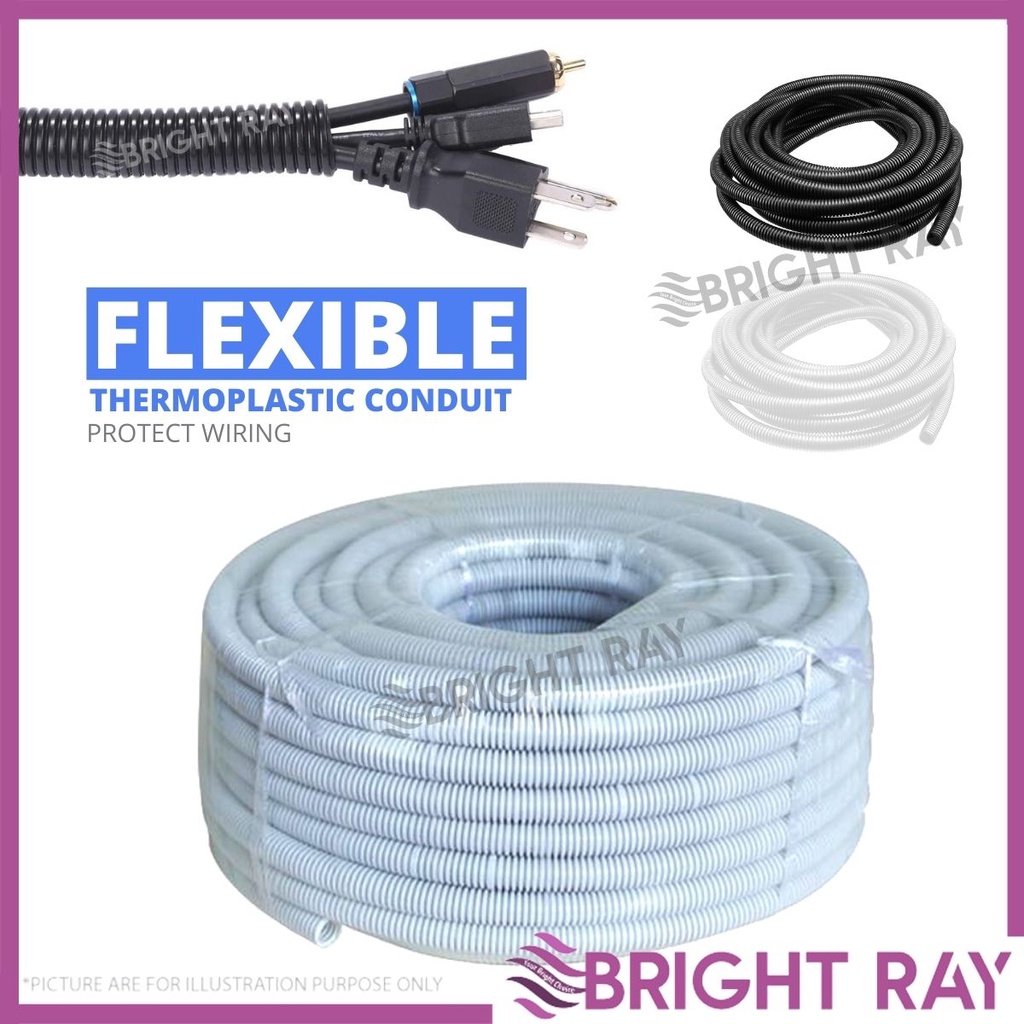 Cyber 20mm 50 MTR (Black / White) PVC Conduit Flexible Corrugated Tube ...
