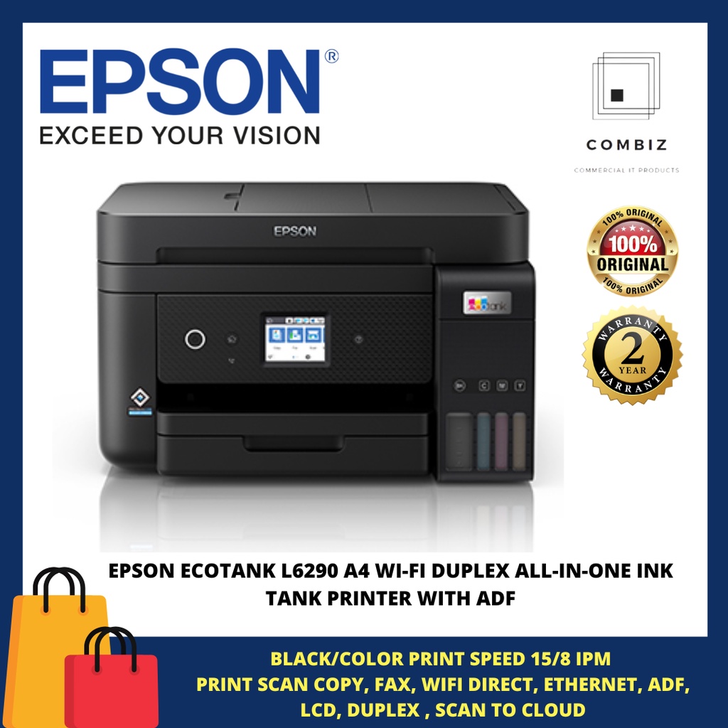 EPSON ECOTANK L6290 A4 WI-FI DUPLEX ALL-IN-ONE INK TANK PRINTER WITH ...