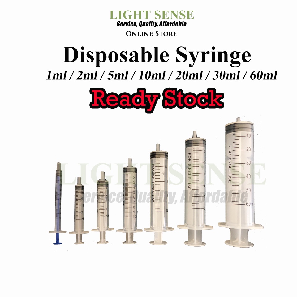 Disposable Syringe 1ml 2ml 5ml 10ml 20ml 30ml 60ml / Picagari / 一次性塑料针筒 | Shopee Malaysia