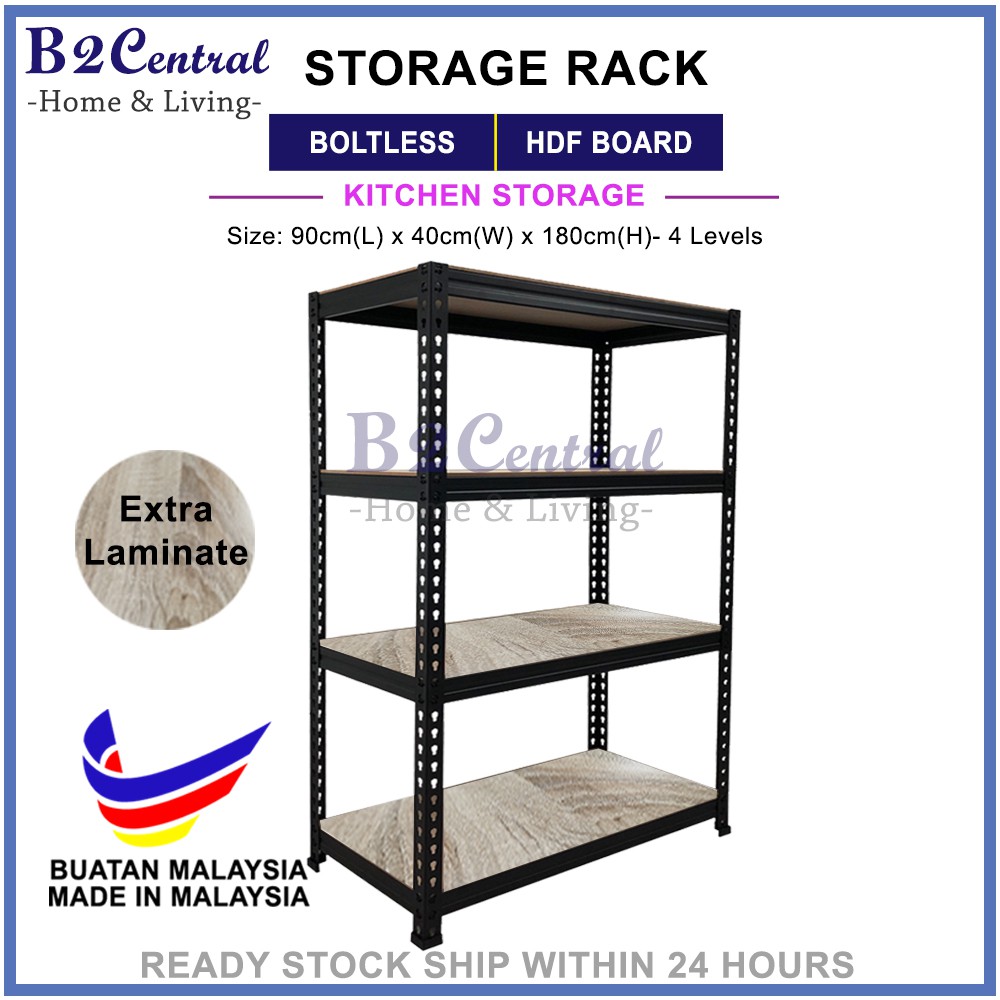 4 Tier Boltless DIY Racking Storage Multi Purpose Racking Rak Dapur ...
