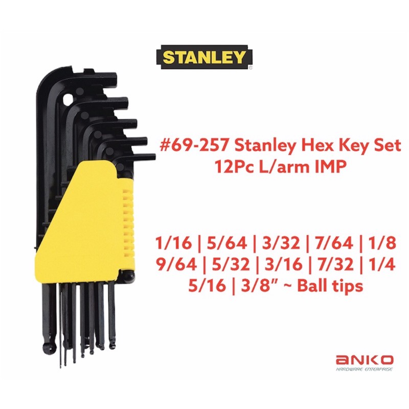 STANLEY ALLEN KEY SET 12PC LONG ARM INCHES - BALL TIPS | Shopee Malaysia