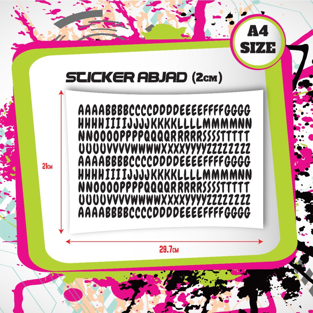 STICKER ABJAD SAIZ 2cm x 1cm | Shopee Malaysia