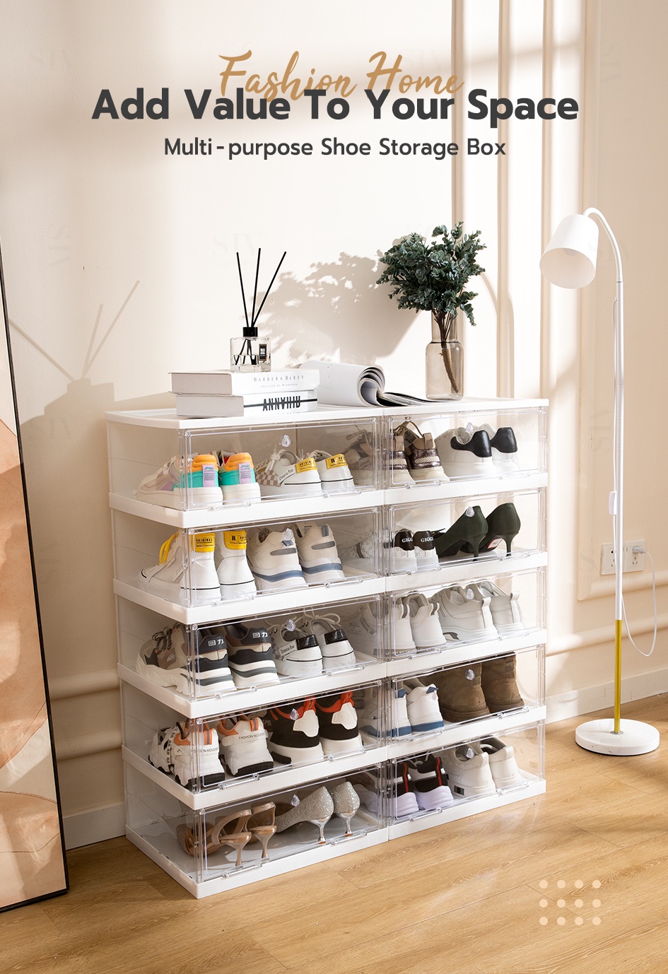 【Installation-Free】SIV Foldable Shoe Rack Folding Shoe Cabinet Rak ...