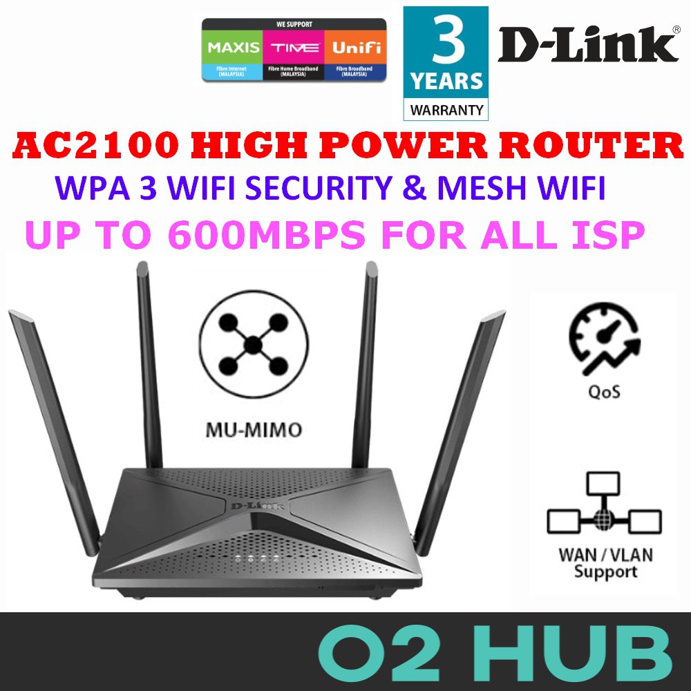 D-Link DIR-2150 AC2100 High Power Mesh WiFi MU-MIMO Gigabit Router Dual ...