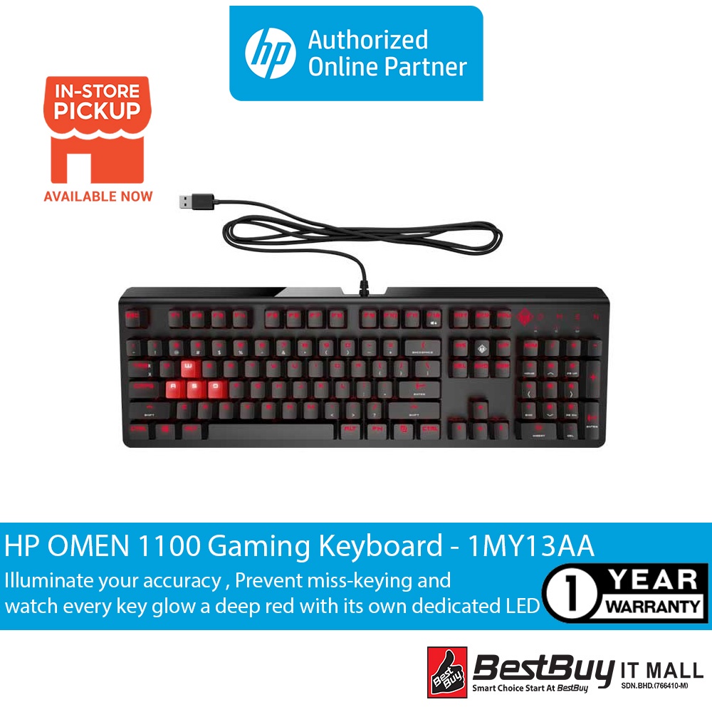 HP OMEN 1100 Mechanical Blue Switch Gaming Keyboard (1MY13AA) | Shopee ...
