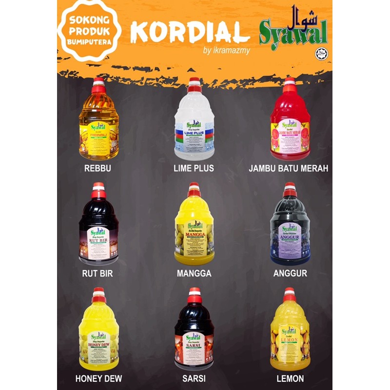 AIR KORDIAL SYAWAL 2 LITER PELBAGAI PERISA ( MUDAH , CEPAT , JIMAT DAN ...