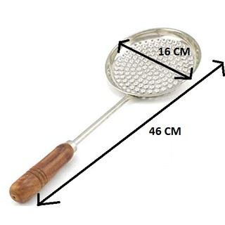 STAINLESS STEEL BOONDI JHARA KARANDI WITH WOODEN HANDLE (SIZE NO2 ...