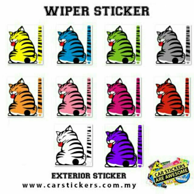 Cat wiper sticker kucing ( exterior window sticker ) | Shopee Malaysia