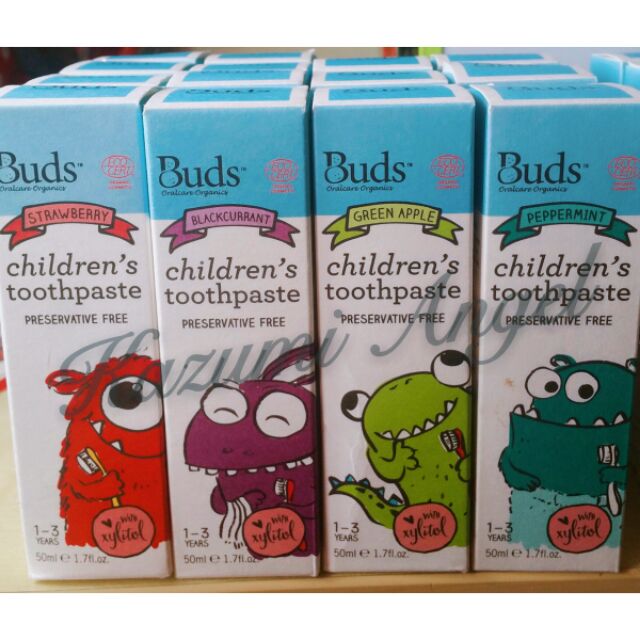 Buds Children's Toothpaste 1-3y with Xylitol & 3-12y with Fluoride ...