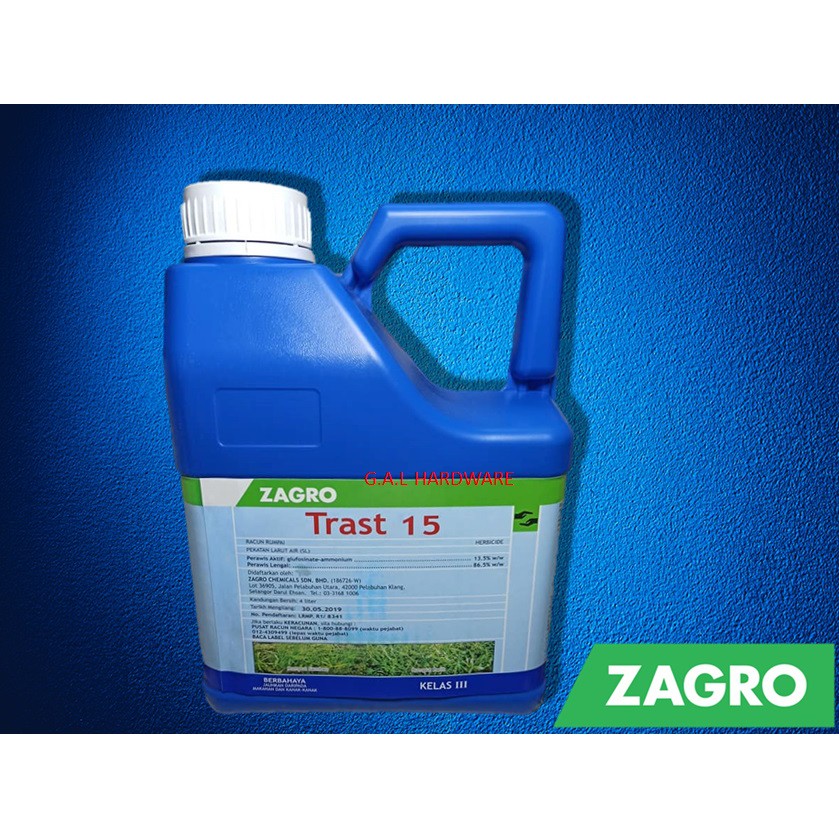 ZAGRO 4 liter TRAST 15 glufosinate ammonium herbicide racun rumpai 4lit ...