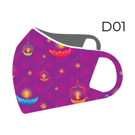 DIWALI 3D MASK | REUSABLE MASK |PRINTED MASK | Shopee Malaysia