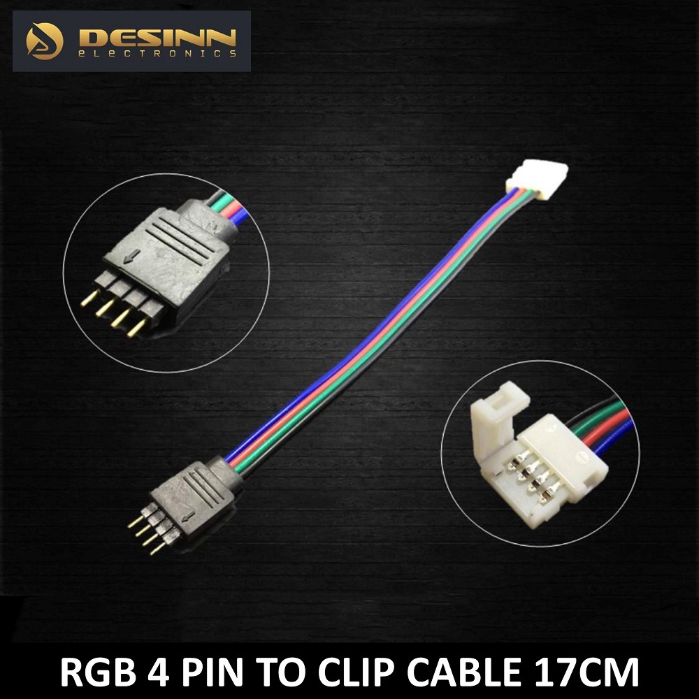RGB EXTENSION CABLE 4 PIN MALE TO CLIP WIRE CABLE FOR 5050 LED STRIP ...