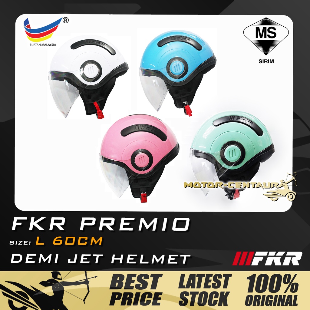 TOPI KELEDAR MOTOSIKAL FKR PREMIO 02 DEMI JET HELMET SIZE: L 60CM ...