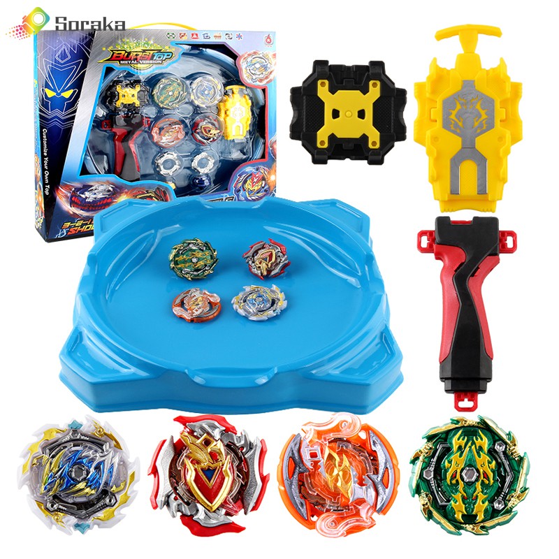 FLAME Beyblade Burst 4 in 1 Set Arena With Handle Launcher Beybalde Kid ...