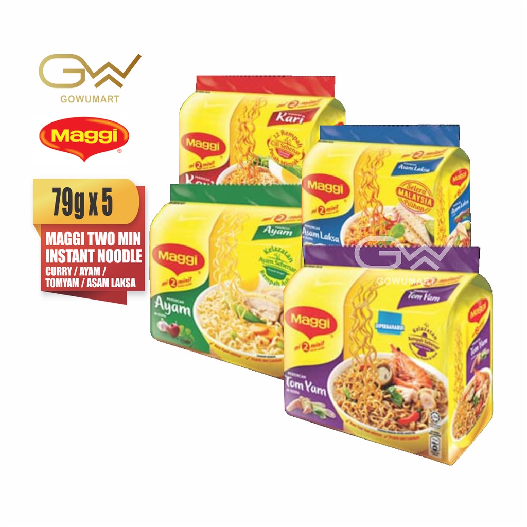 MAGGI Two Minute Instant Noodle - Curry/ Ayam/ Asam Laksa/ Tom Yam (79g ...
