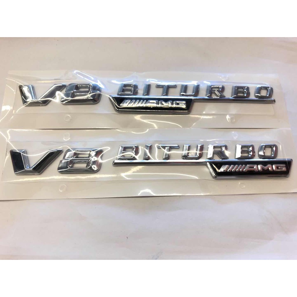 MERCEDES BENZ V8 BITURBO AMG FENDER EMBLEM LOGO | Shopee Malaysia