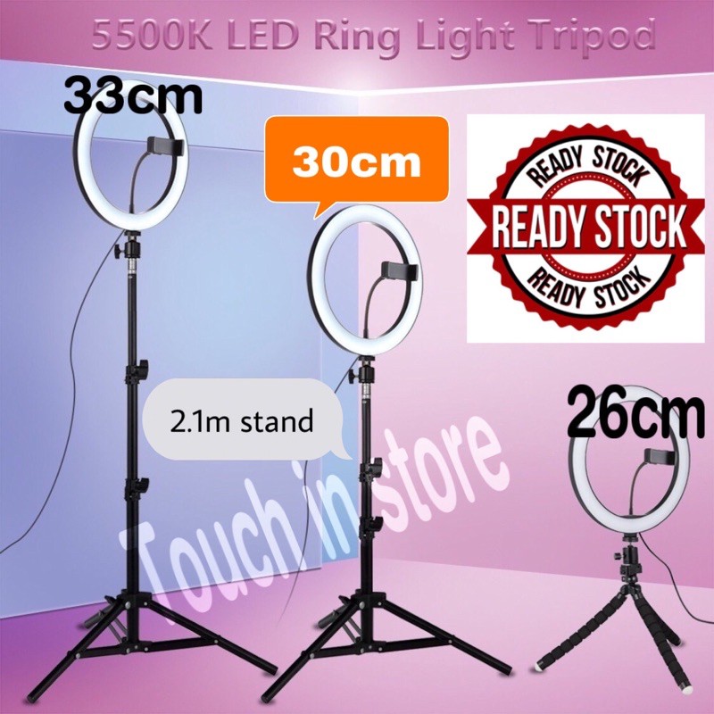 26cm 33cm Selfie Ring Light with Phone Tripod Light Stand Social Media ...
