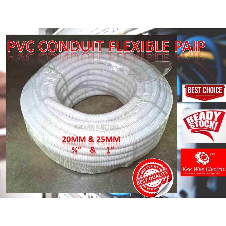 SuperFlex PVC Conduit Corrugated Flexible Pipe (White) | Shopee Malaysia
