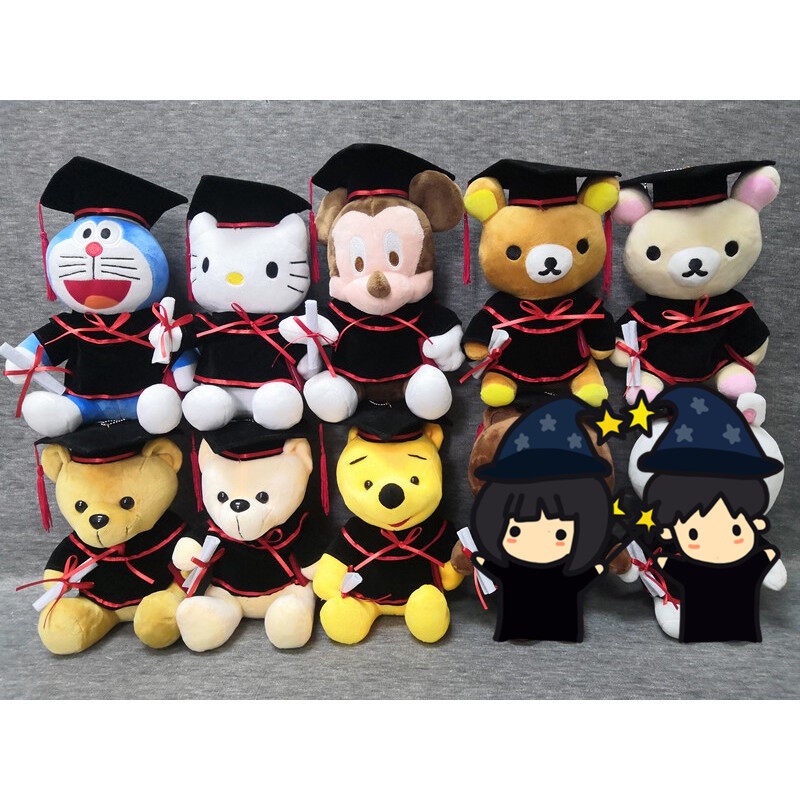 [Ready Stock] 20cm Graduation Convo Kitty Doraemon Pooh Rilakuma Mickey ...