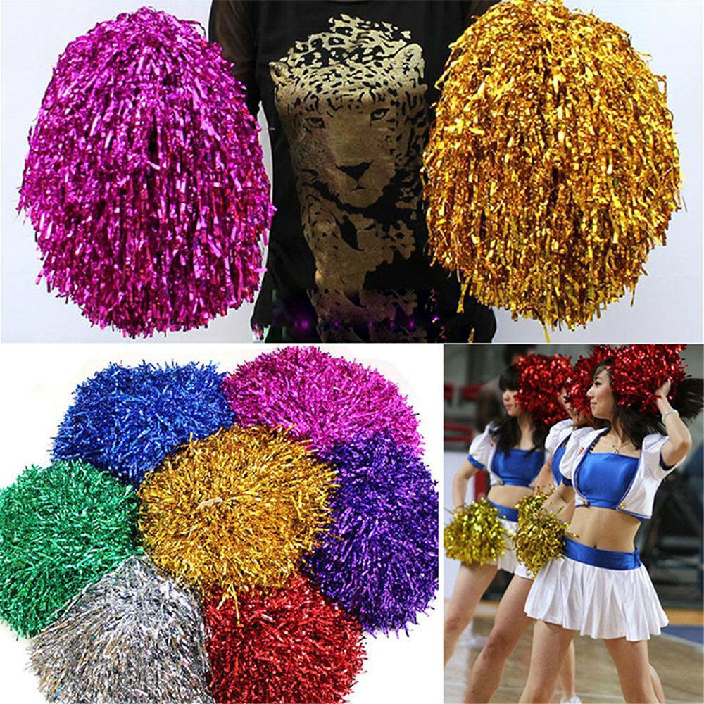 Sport Colorful Metallic Pom Pom Cheerleader Kids Cheer Football ...