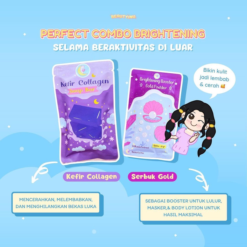 Beautyinu Collagen Kefir Soap & Brightening Booster Gold Powder BPOM ...