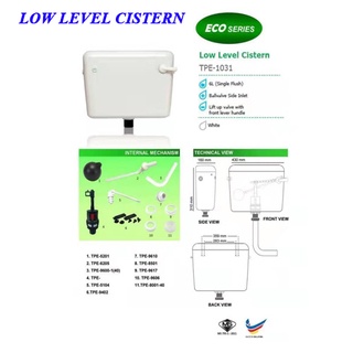 LOW LEVEL Vinyl Eco Cistern Lift Up Valve 6L Complete Low Level Cistern ...
