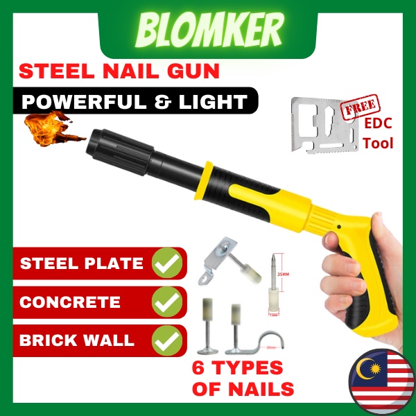 Tufting Steel Nail Gun Ceiling Wall Concrete Pipe Nail Hook Paku Tembak ...