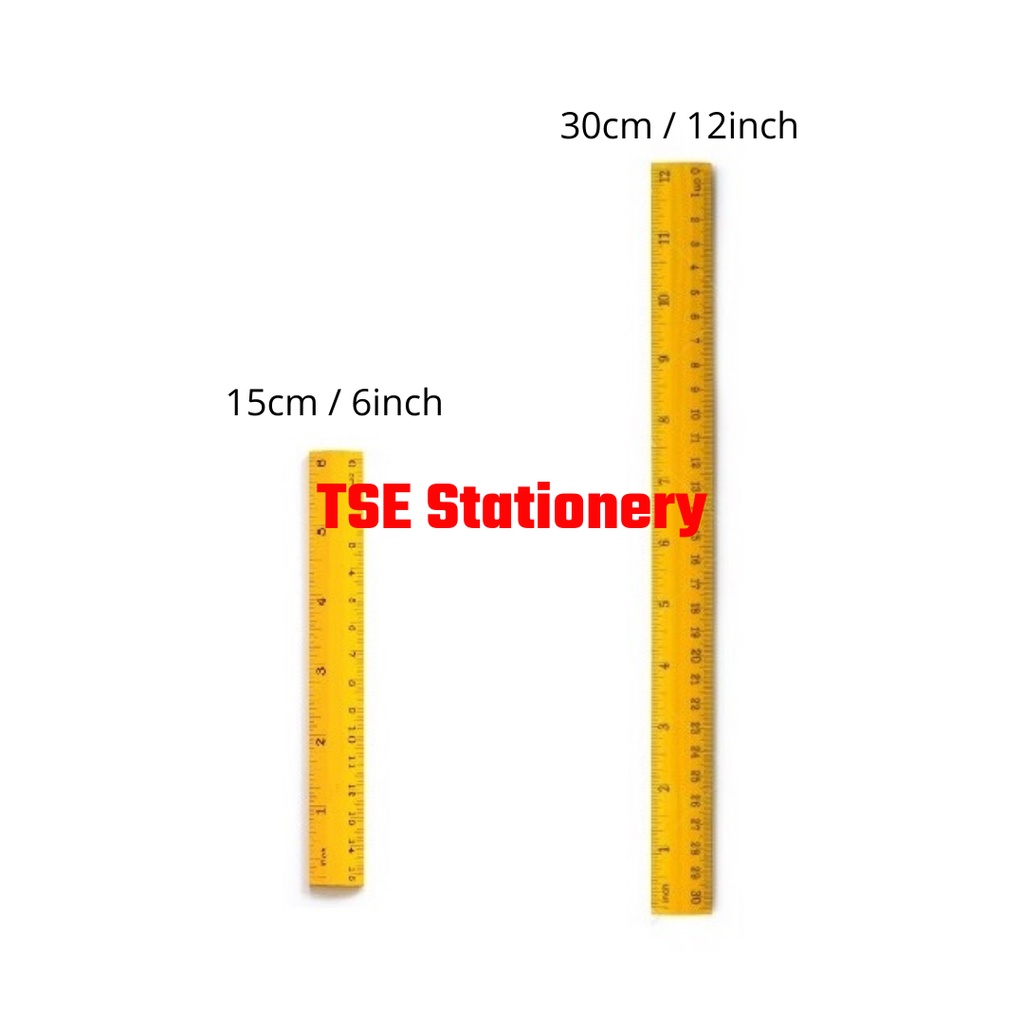 15cm (6inch) / 30cm (12inch) Wooden Ruler / Pembaris Murid Kayu Budget Economy Student Wood ...