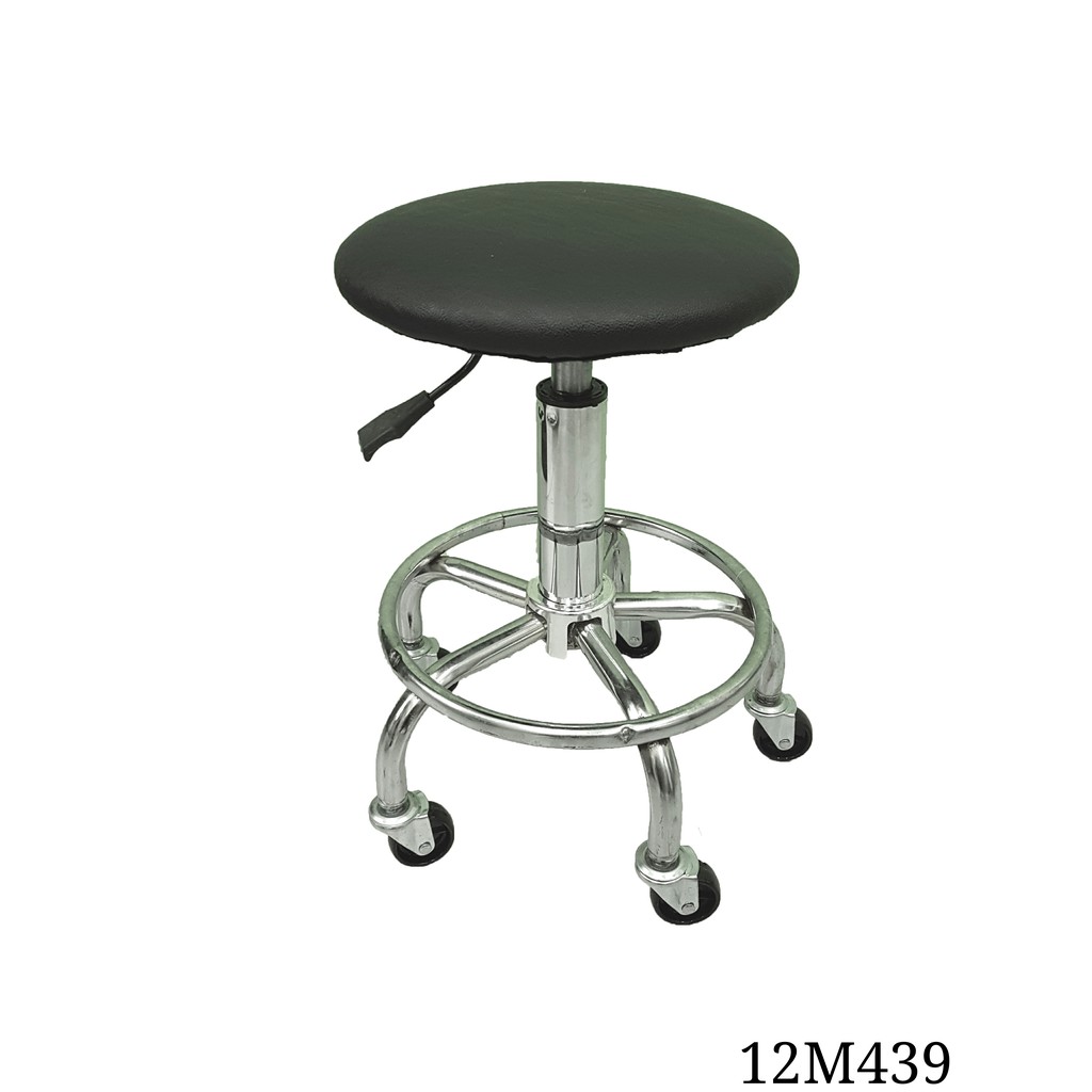 BLACK ROUND STOOL with PUMP (5PCS OF WHEEL) | Shopee Malaysia