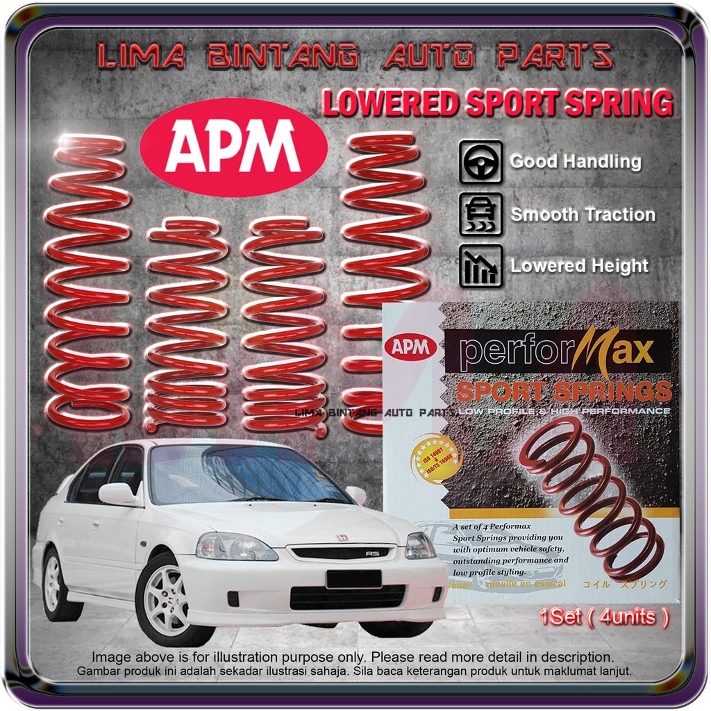 Honda Civic EJ EK SO4 Sport Spring , Lower Coil Spring Apm Performax ...