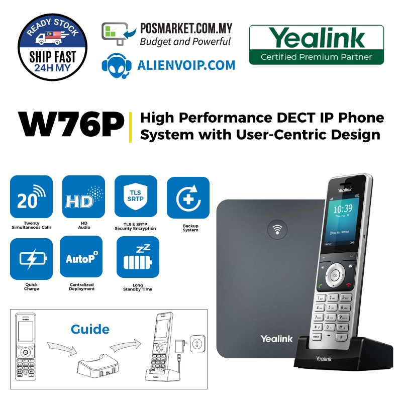 Yealink W76P High Performance DECT IP Phone System with User-Centric Design | Shopee Malaysia