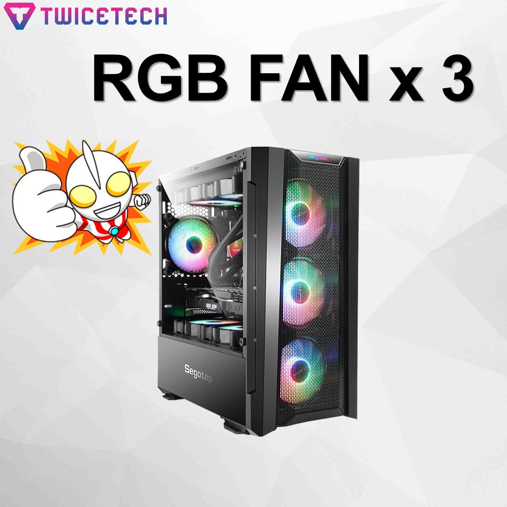 Segotep Prime M Gaming Casing / Gaming PC Casing / MATX / 3 RGB FAN ...