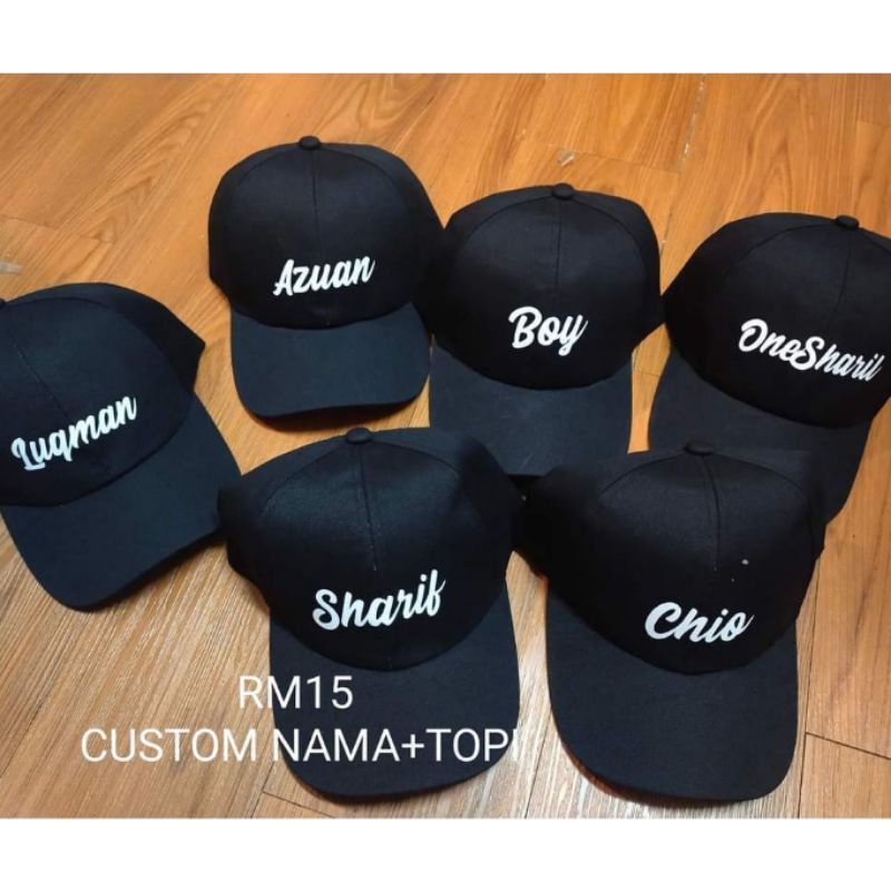 Topi custom. / topi boleh add nama | Shopee Malaysia