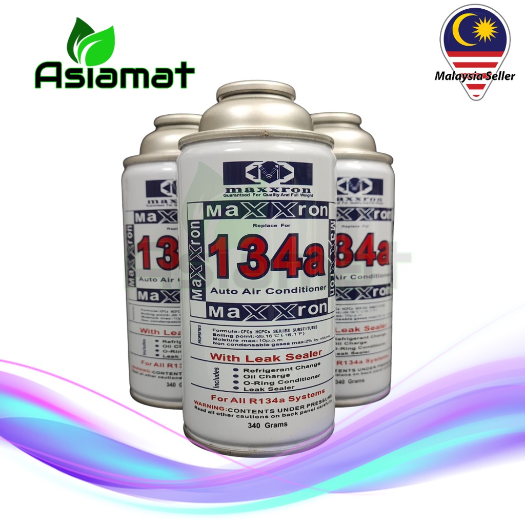 Asiamat Gas r134a r134 134 Maxron 300g 300gram ready Stok With leak Sealer Freon Refrigant for ...