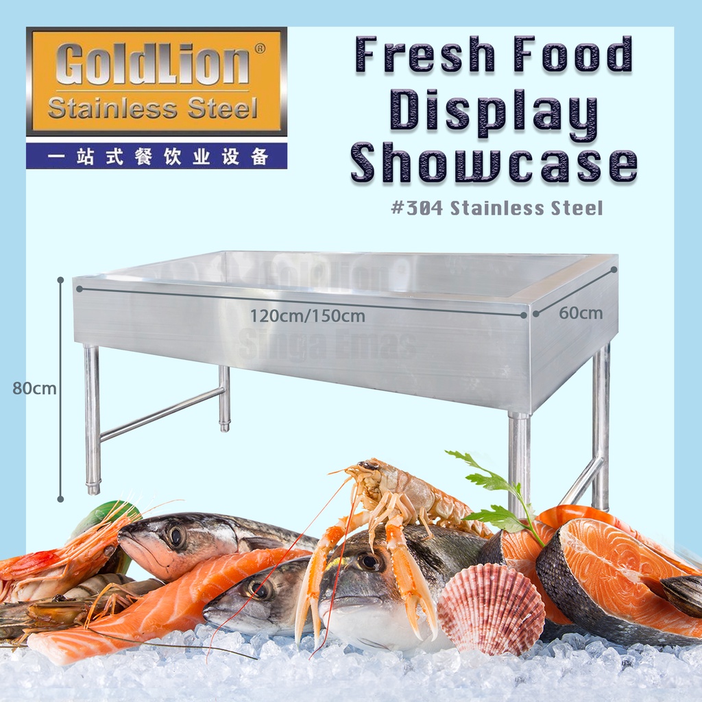 Stainless Steel Seafood Display Showcase DOUBLE Fish Ayam Chicken Fresh ...
