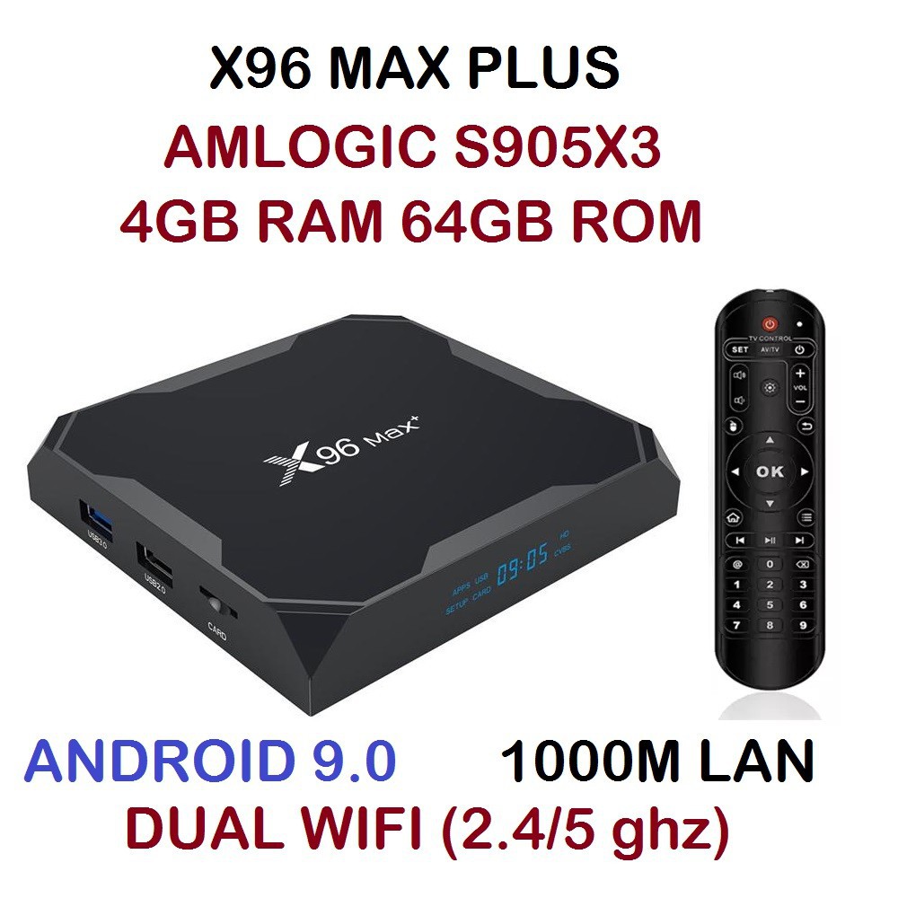 Tv accessories x96 max plus x96 max+ amlogic s905x3 4gb ram 64gb rom android 9.0 dual wifi 4k ...