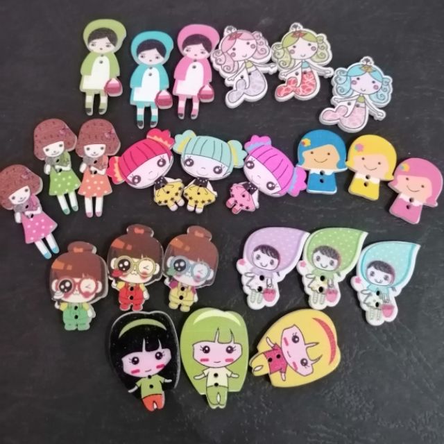 300pcs Mixed girls wooden button/butang kayu | Shopee Malaysia