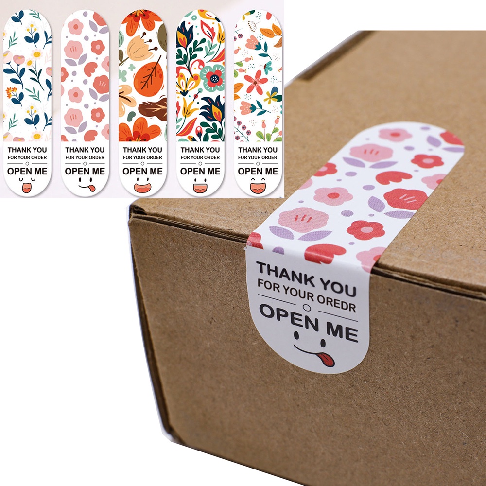 50-100Pcs Thank You for Your Order Sticker for Seal Labels Floral Color ...