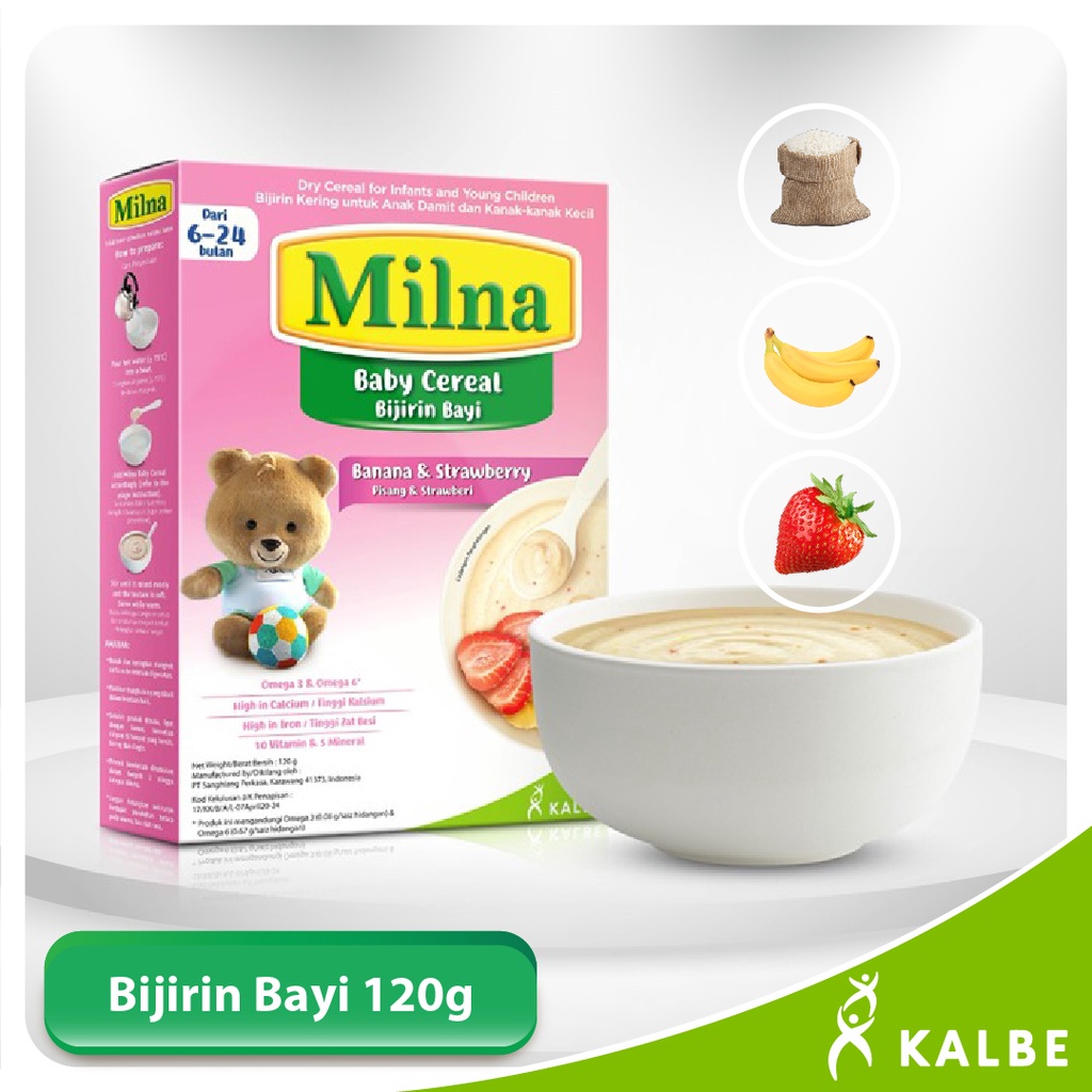 Milna Baby Cereal Banana & Strawberry (120g) For 6+ Babies | Shopee ...