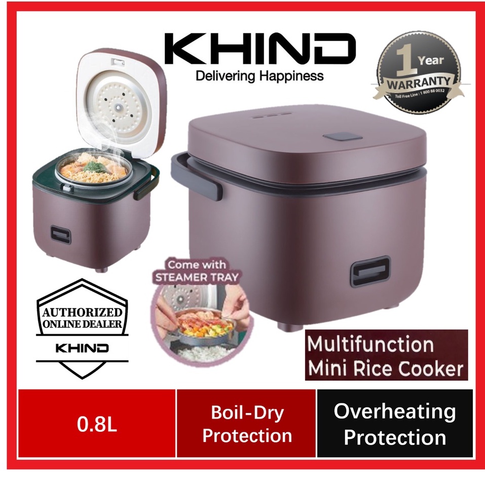 Khind Smart Multifunction mini Rice cooker 0.8Liter RCM08 | Shopee Malaysia