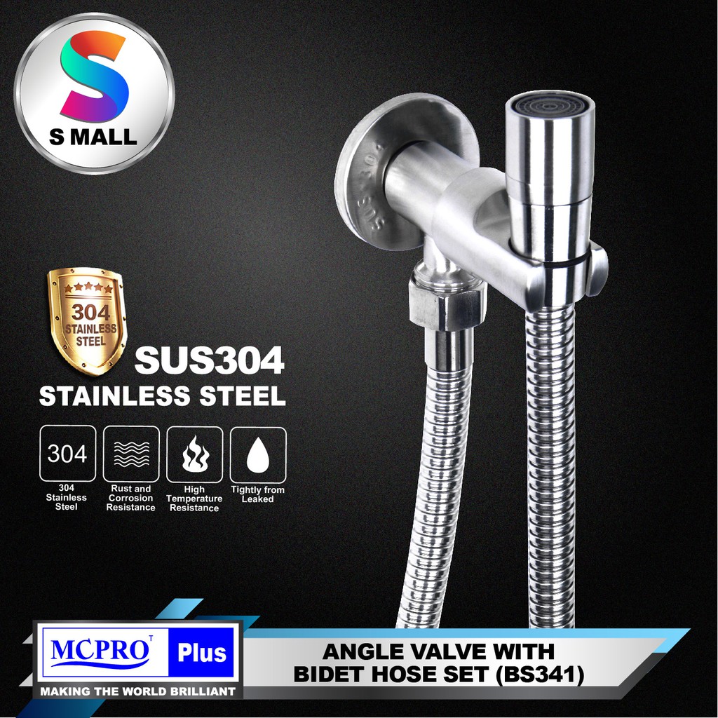 MCPRO Stainless Steel SUS304 Bathroom ANGLE VALVE & BUBBLER HEAD SPOUT ...