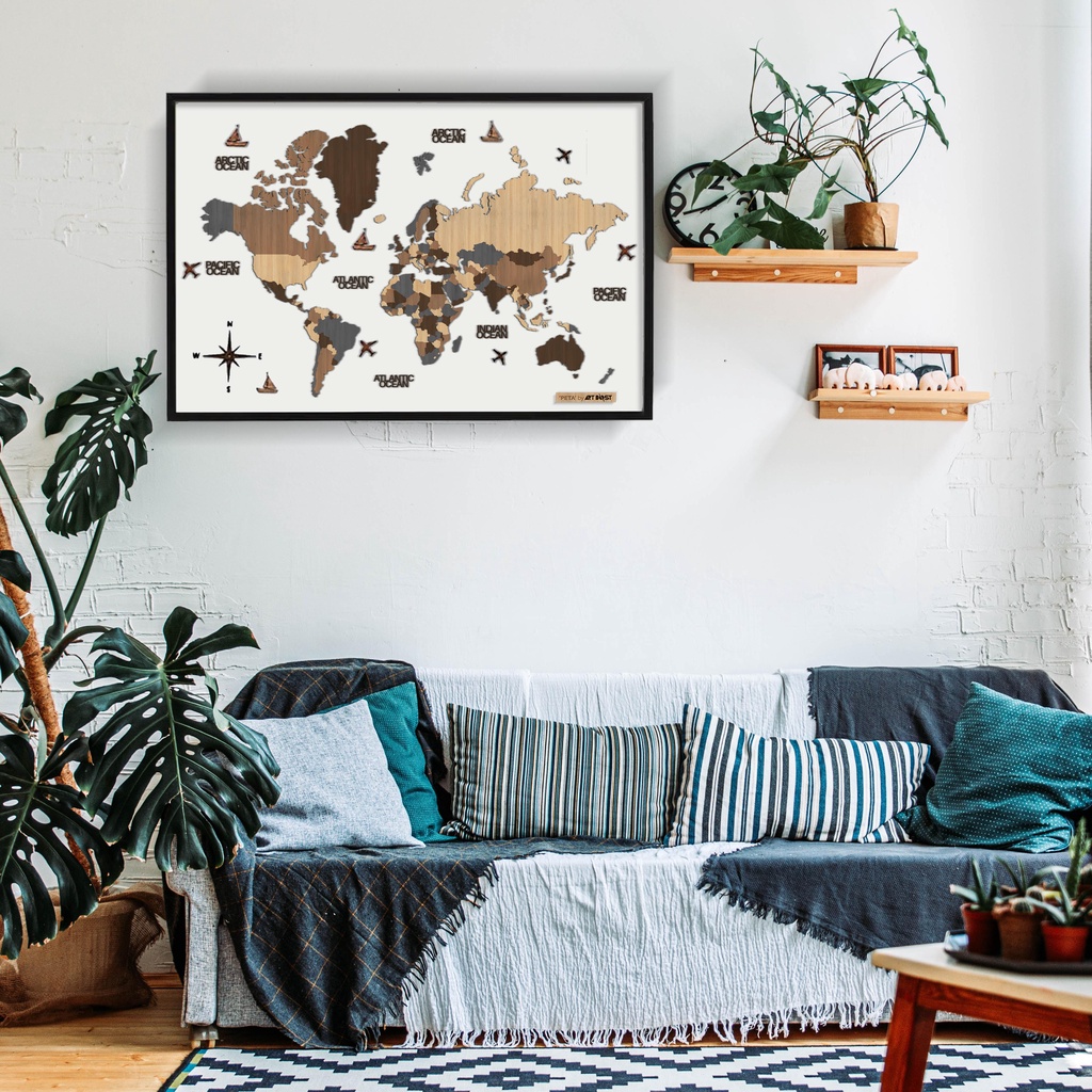 WOODEN 3D WORLD MAP WITH FRAME | Shopee Malaysia