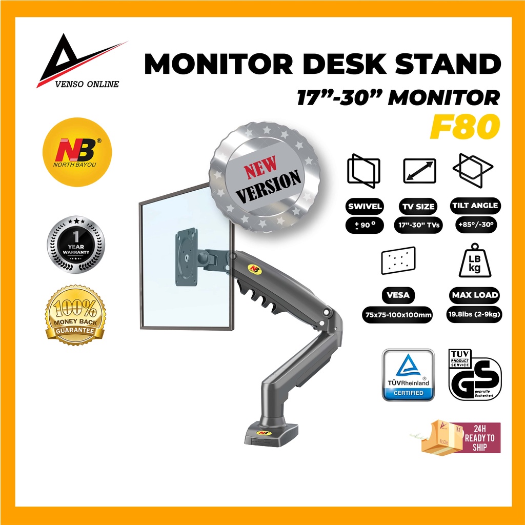 NB North Bayou F80 17 to 30 Inch Gas Strut Monitor LCD LED TV Desktop Bracket Holder Mount ...